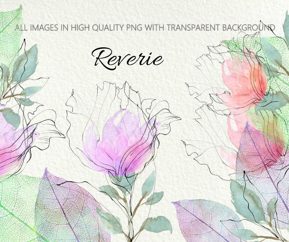 Hand Painted Watercolour Floral Clipart Hand Drawn With a | Etsy