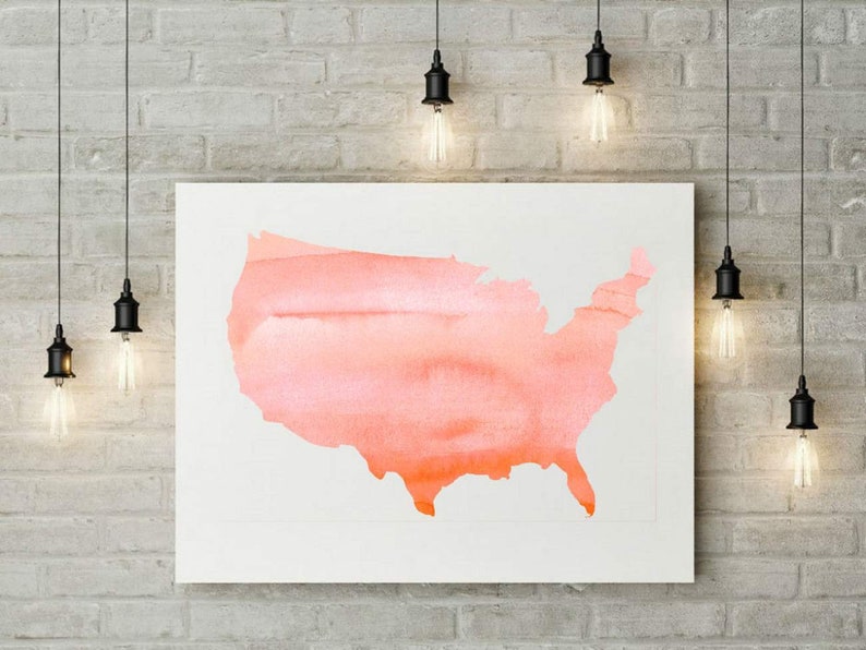 USA Map Watercolor Clipart United States Maps Png. Colorful - Etsy
