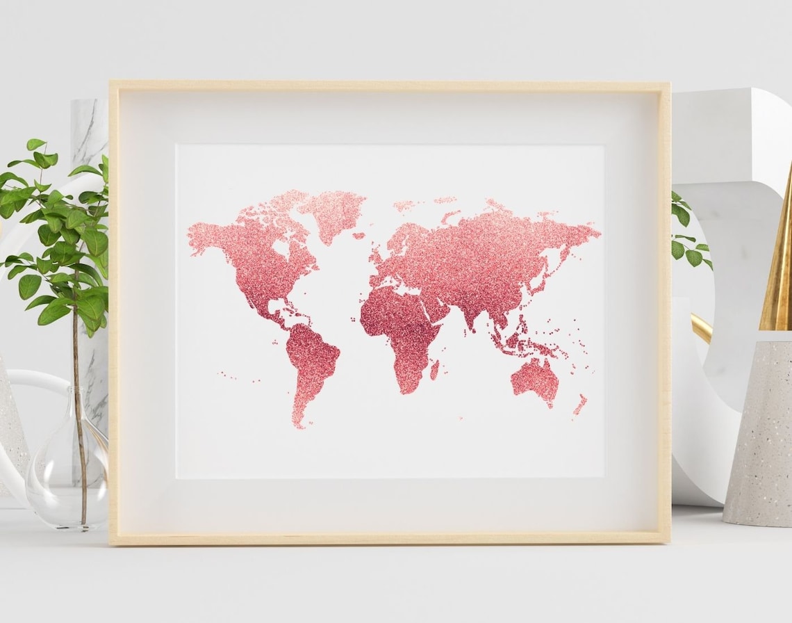 15 World Maps Clipart Watercolor and Glitter Maps Png - Etsy