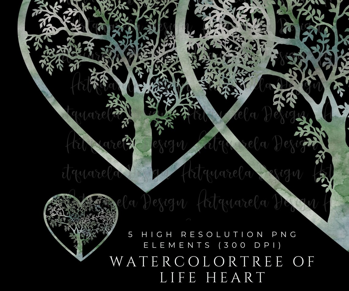 Tree of Life Heart Clipart Watercolor Tree of Life | Etsy