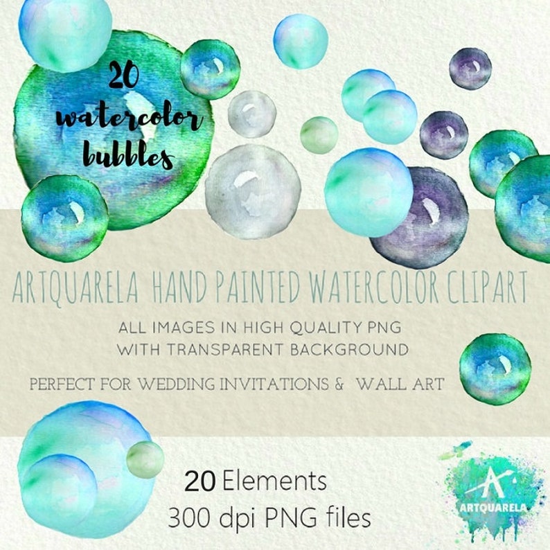 Watercolor Bubbles Clipart Circles Clip Art Hand Painted - Etsy