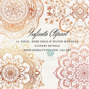 50% OFF SALE 12 Glitter Mandalas Clipart Set,gold Silver Zentangle ...