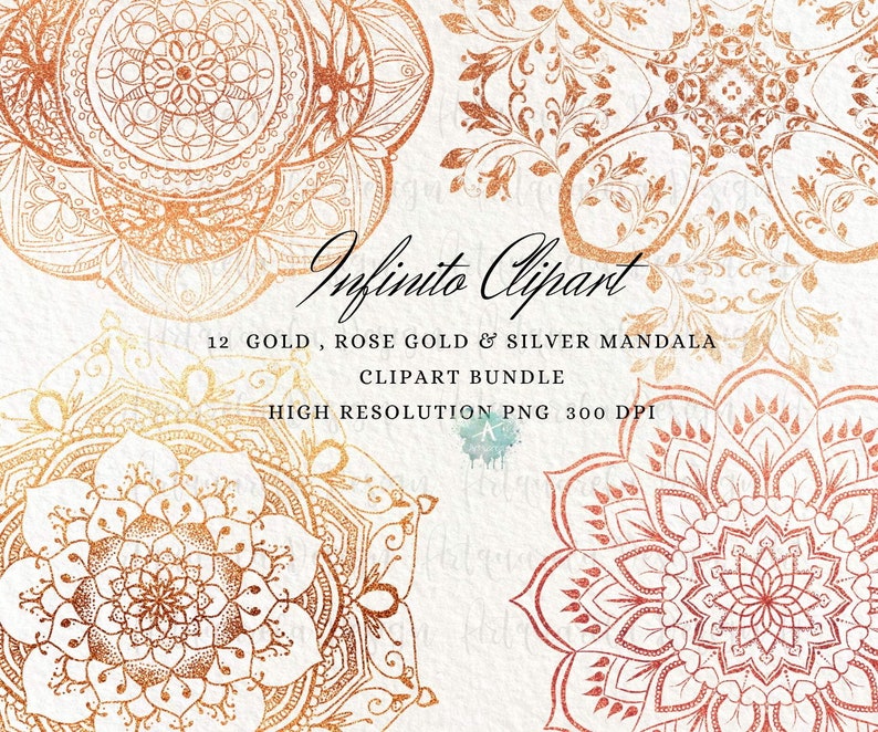 50% OFF SALE 12 Glitter Mandalas Clipart Setgold Silver | Etsy