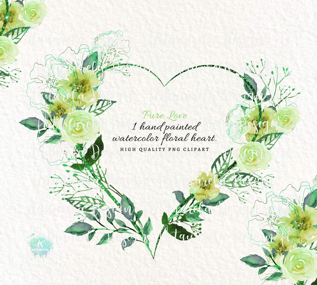 Heart Frame With Yellow Roses Clipart Watercolor Valentin Day Floral ...
