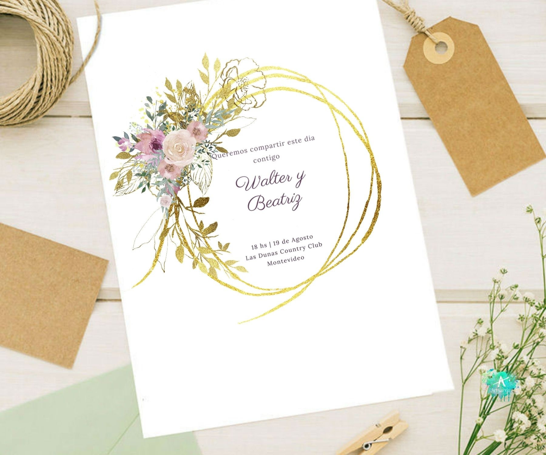 2 Gold Floral wreaths frames ClipartHand drawn Embellished | Etsy