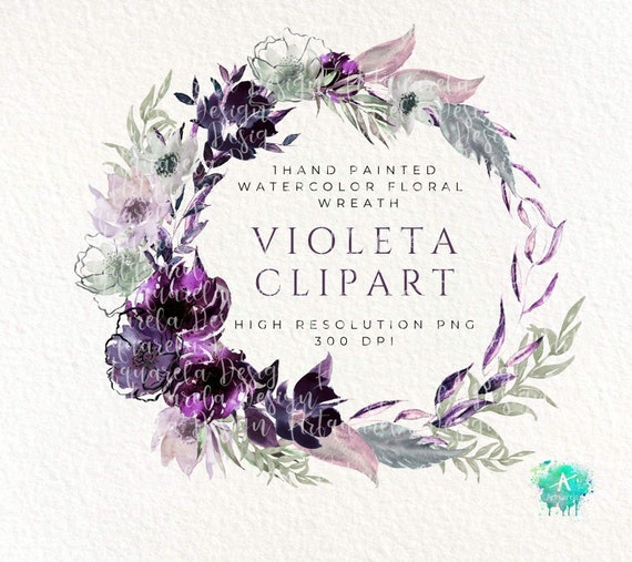 Purple Wreath Clip Art Boho Designwatercolor Pink Wreath - Etsy