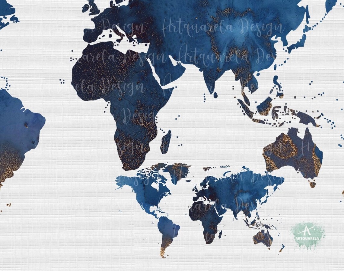 15 World Maps Clipart Watercolor and Glitter Maps Png - Etsy