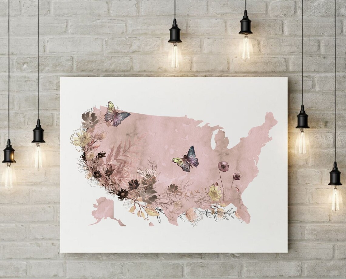 Watercolor USA Map Clipart united States Map Hand Drawn Map - Etsy