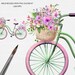 Floral Bicycle Clipart,watercolor Pink Bike PNG With Basket Touring ...