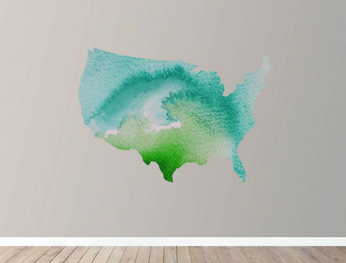 USA Map Watercolor Clipart United States maps png. Colorful | Etsy