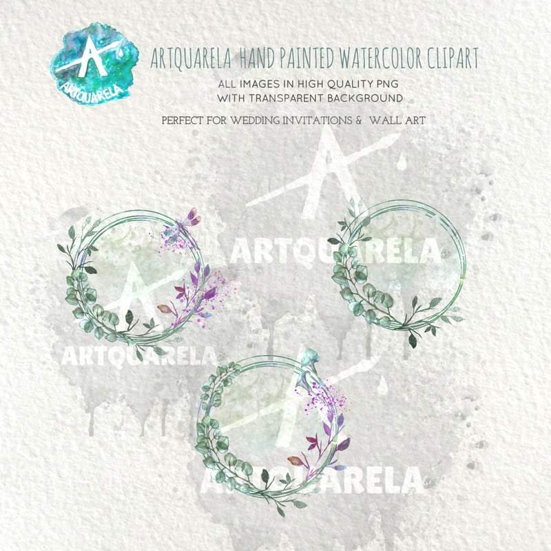 Watercolor Floral Pre-made Frames Silver Floral Circles - Etsy