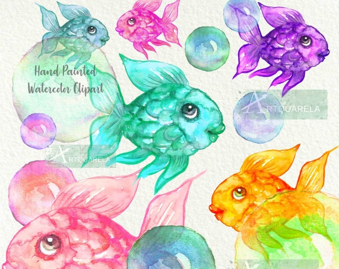Fish Clipart, Colorful Fish Clip Art, Fishing Clipart, Digital Fish ...