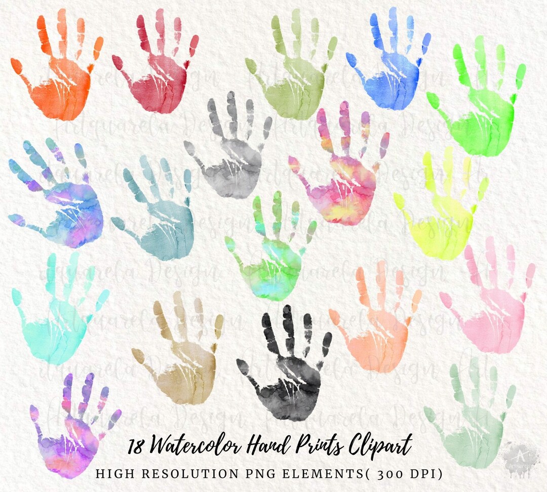 50% OFF SALE Handprint Clipart,watercolor Hand Clipart Icon,hand Print ...