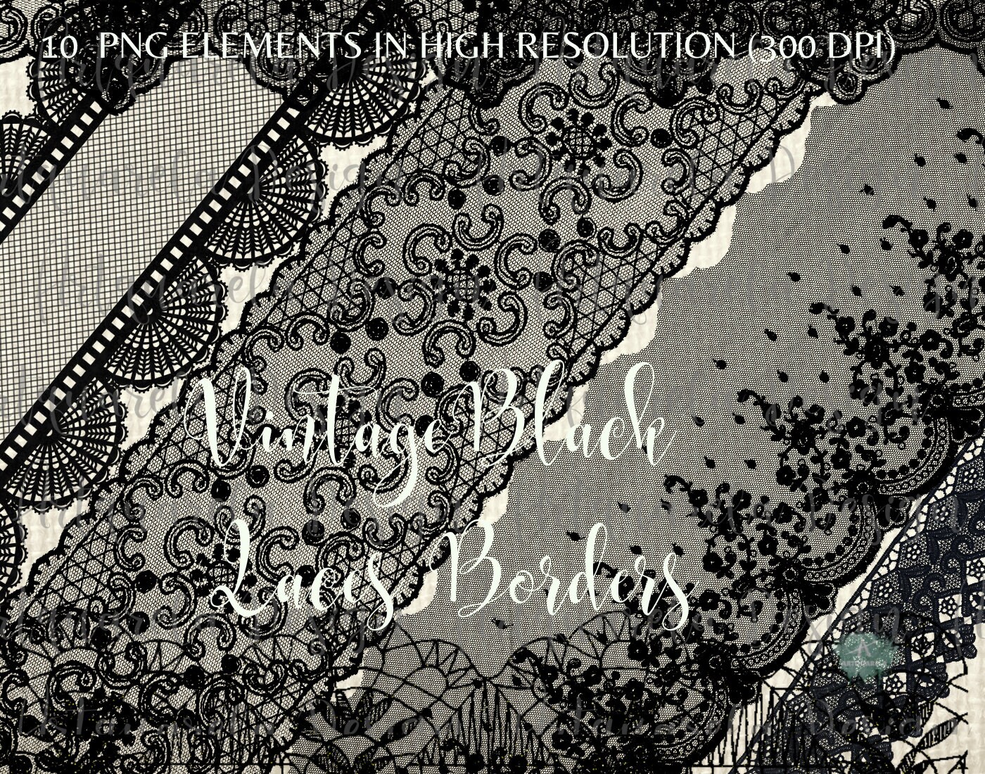 Black Lace Borders Clipart: Vintage Victorian Gothic Overlays (instant ...