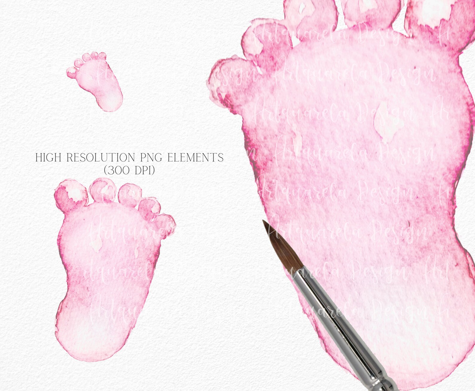 Watercolor Baby Feet Clipart: Hand-painted PNG Images (commercial Use ...