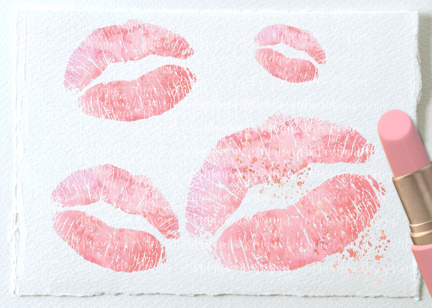 Kisses Watercolor Clipart-lips Print Png-valentines Day Clip - Etsy