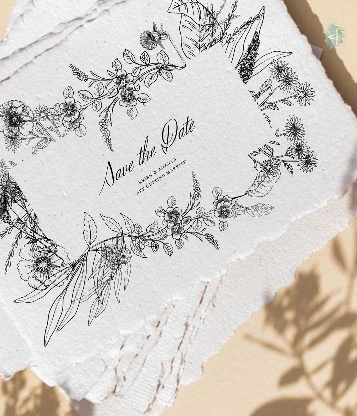 Hand Drawn Botanical Frame Clipart-wild Flowers Frame Invite | Etsy