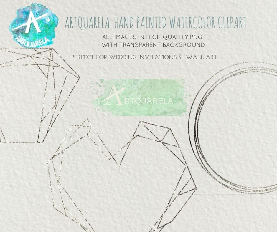 Gold Foil & Silver Geometric Frames Clipart PNG Minimalist | Etsy