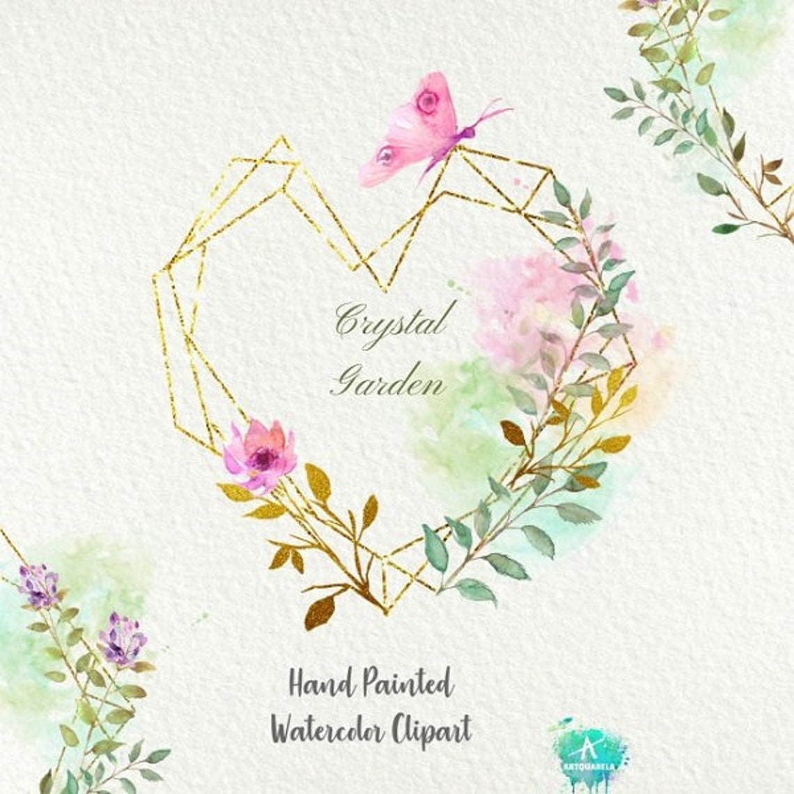 Gold Glitter Pre-made Frameswatercolor Floral Frames Floral - Etsy