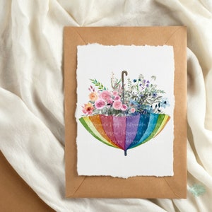 Hand Painted Watercolor Floral Umbrellas Clip Art-colorful Umbrellas ...