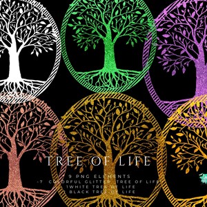 Tree of Life Clipart Silhouette,colorful Tree Png, Glitter Circle Tree ...