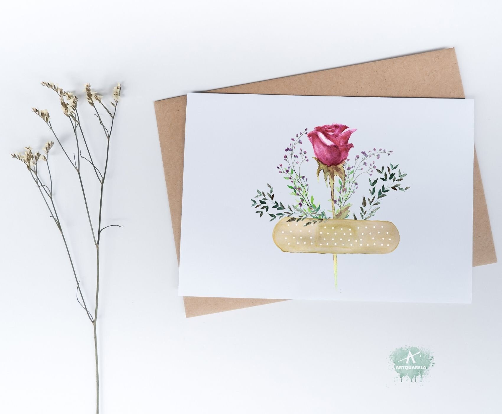 Bandage Clipartwatercolor Band Aid With Flowerscare - Etsy