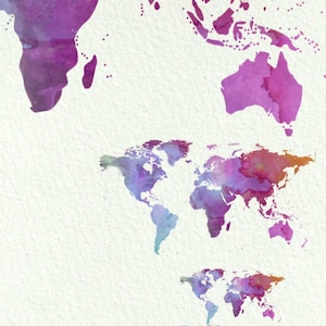 6 World Maps Clipart,watercolor Maps Png.mapamundi Clipart Silhouette ...