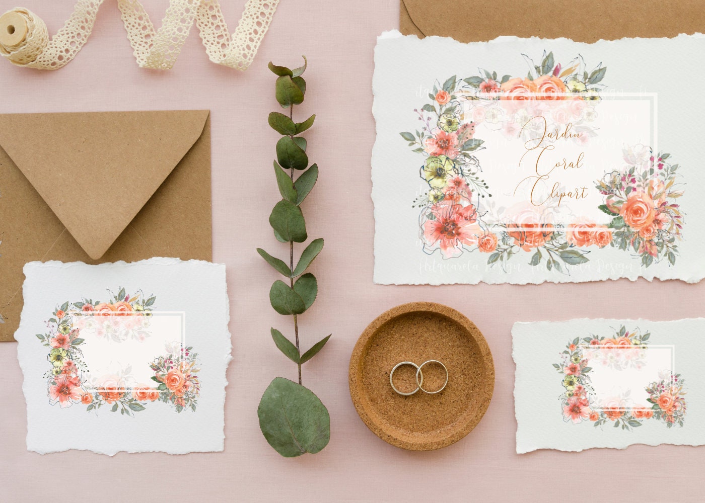 Watercolor Orange Roses Frame Clipart Hand Painted Coral - Etsy