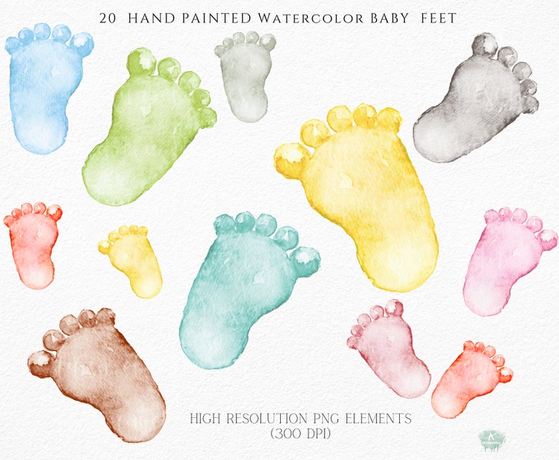 Watercolor Baby Feet Cliparthand Painted Baby Foot Print - Etsy