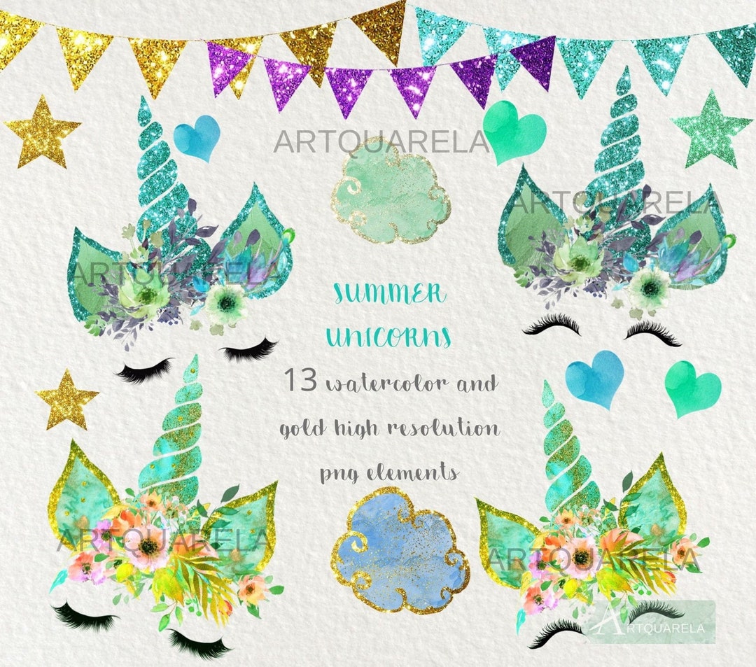 Unicorn Clipart, Watercolor and Glitter Unicorn PNG ,baby Shower CLIP ...