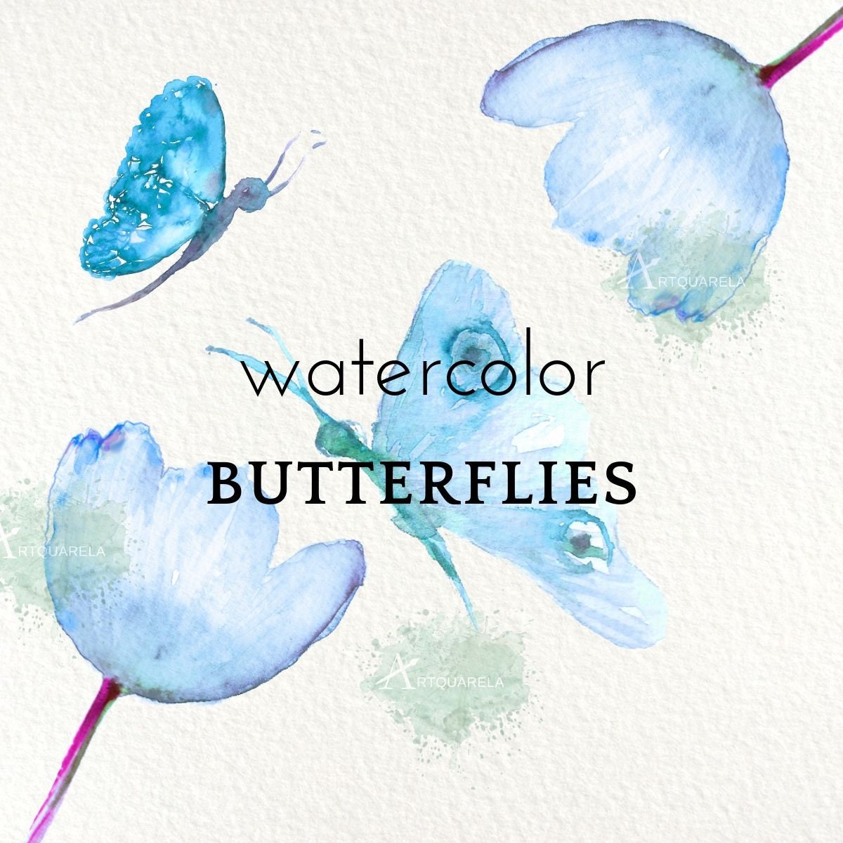 37 Watercolor Butterflies, Collection Clipart Colorful Butterfly and ...