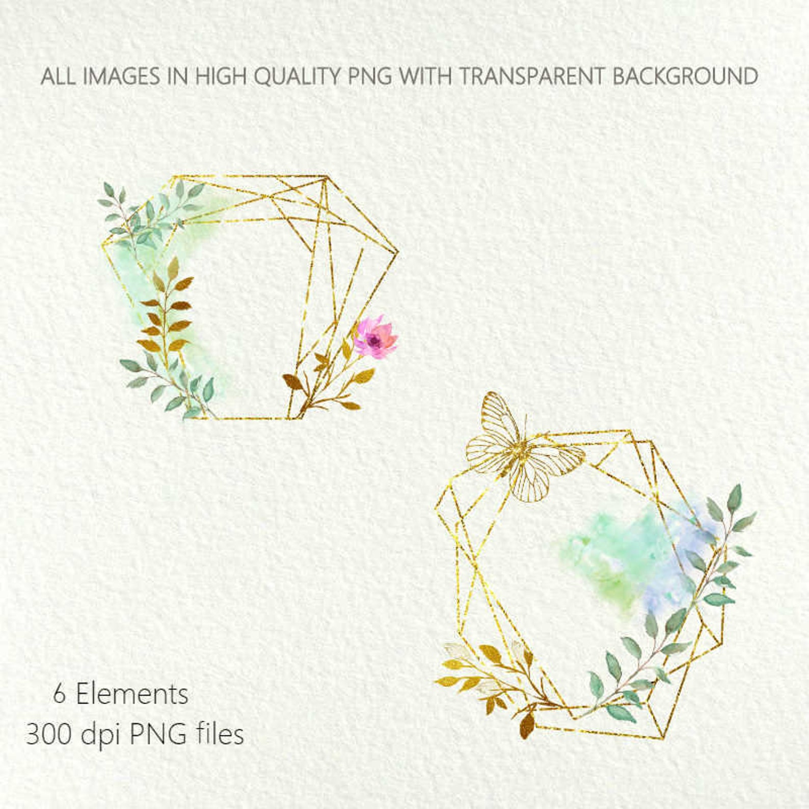 Gold Glitter Pre-made Frameswatercolor Floral Frames Floral - Etsy