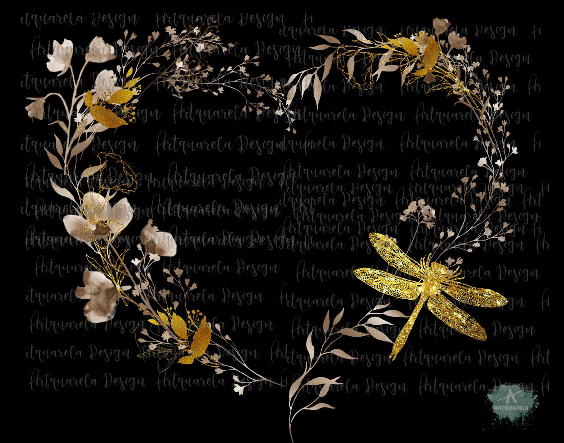 Watercolor & Glold Foil Heart Frame PNG Brown Beige - Etsy