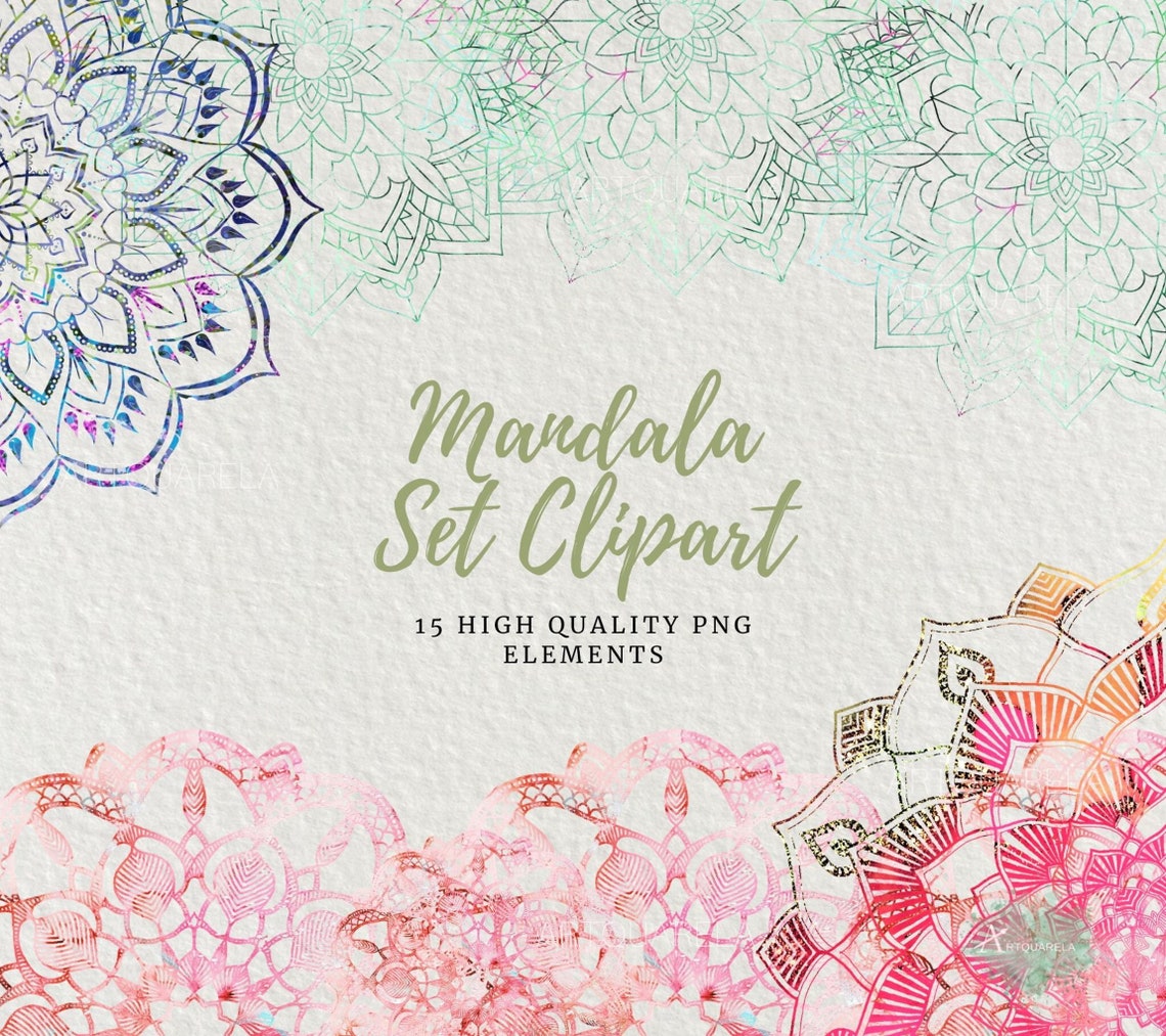 15 Mandalas Clipart Set Watercolor Holístic - Etsy