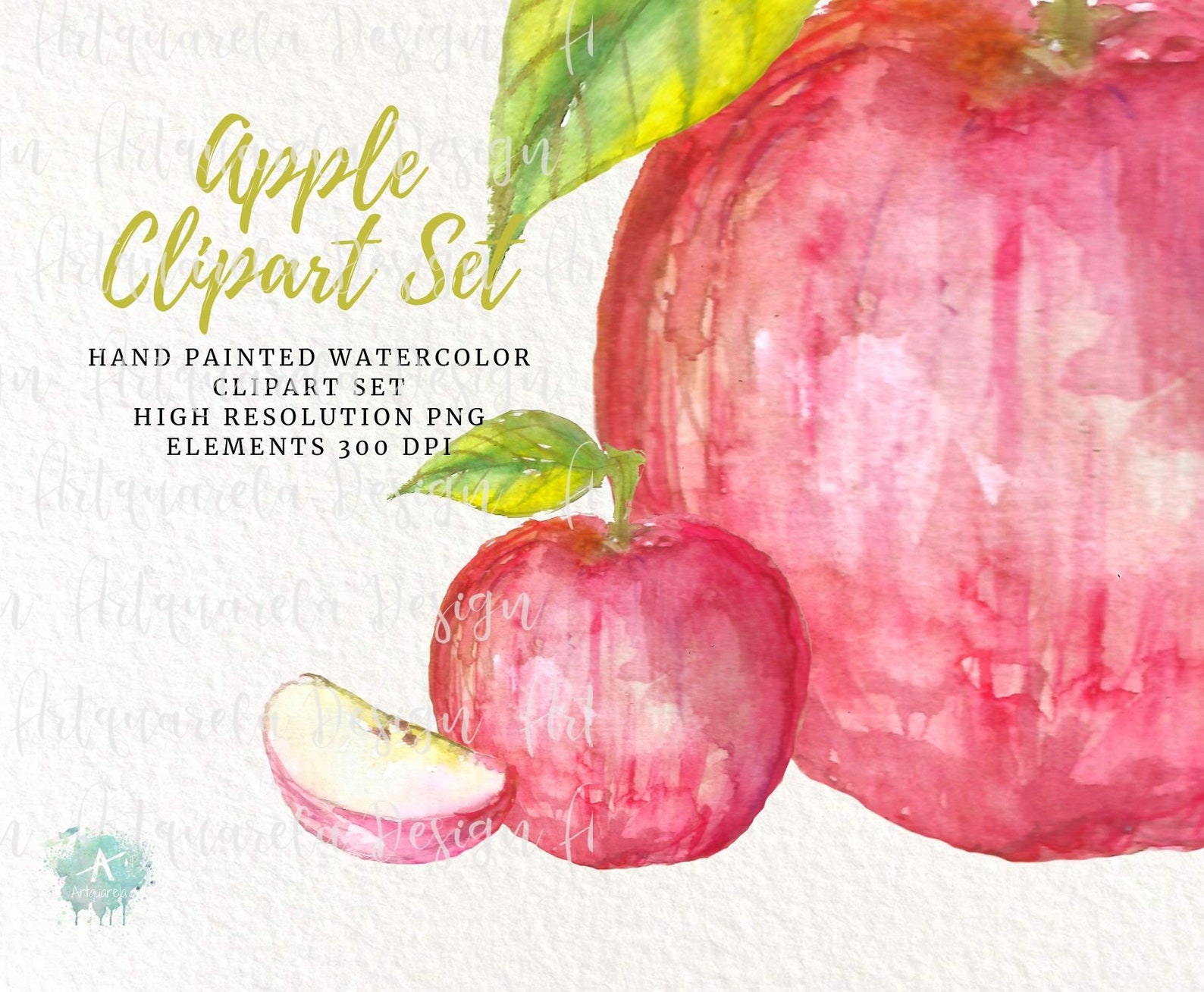 Apple Fruit Clip Art Set Clipart Watercolor Red Apple Wreath - Etsy