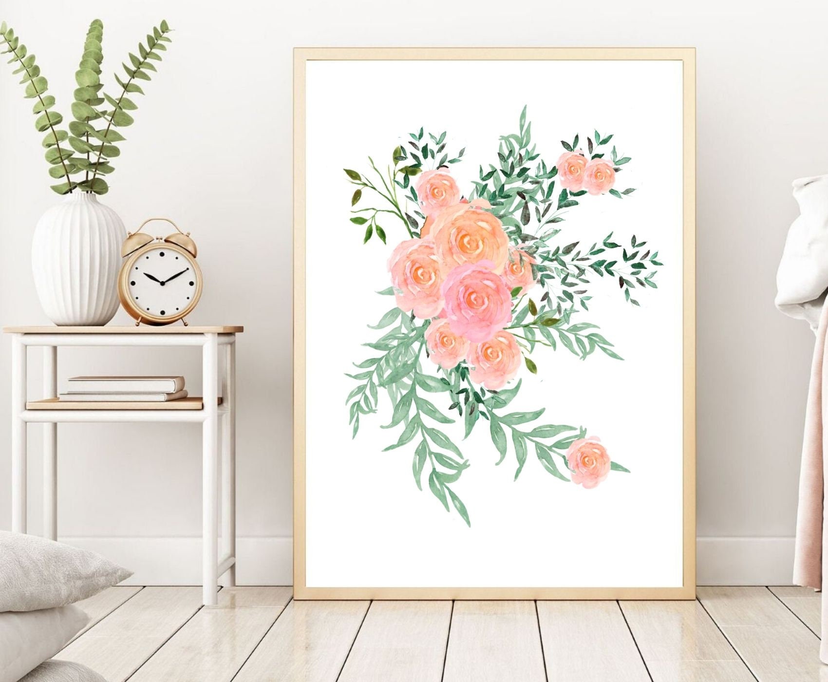Watercolor Floral Clipart Setblush Roses Pink Flowers | Etsy