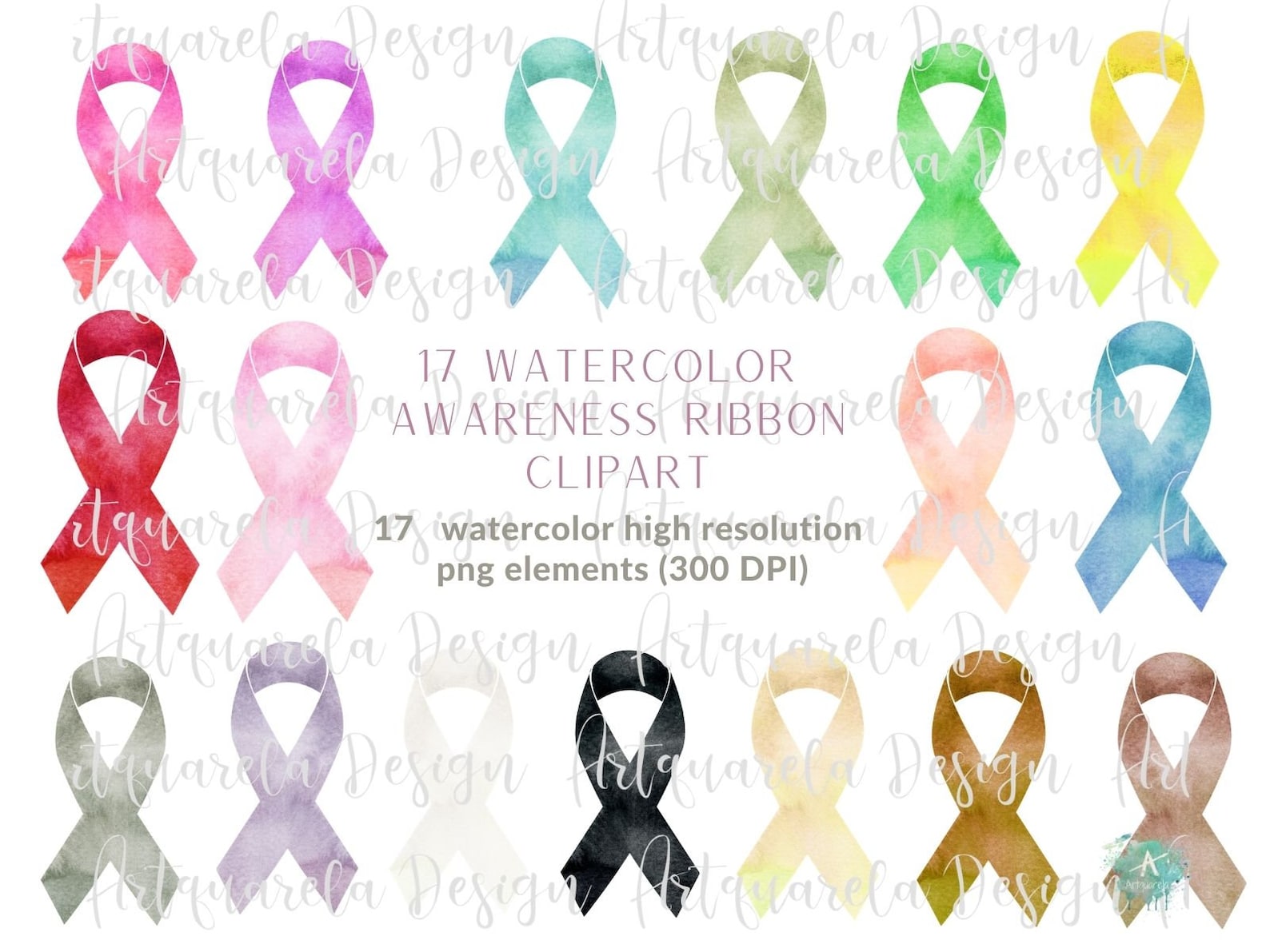 Watercolor Awareness Ribbons Clipart World Cancer Day Clip | Etsy