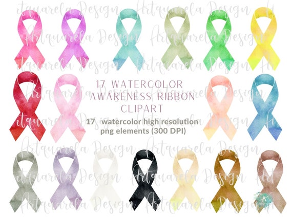Watercolor Awareness Ribbons Clipart World Cancer Day Clip - Etsy