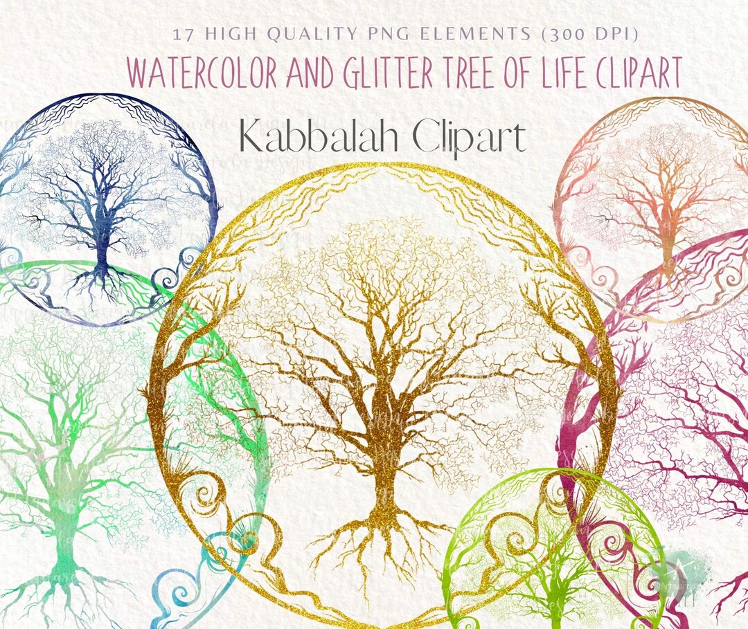 Tree of Life Clipart,watercolor & Glitter Tree of Life Silhouette ...