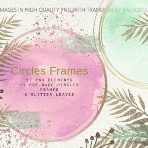 Glitter Circles Watercolor Blackground Clipart Golden Frames, Glitter ...