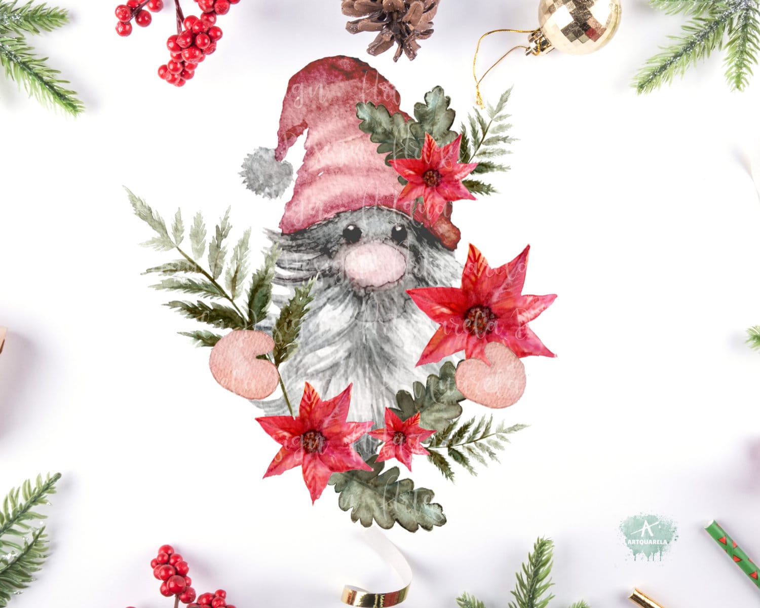 Watercolor Christmas Gnomes Clip Art Design Gnomes PNG - Etsy