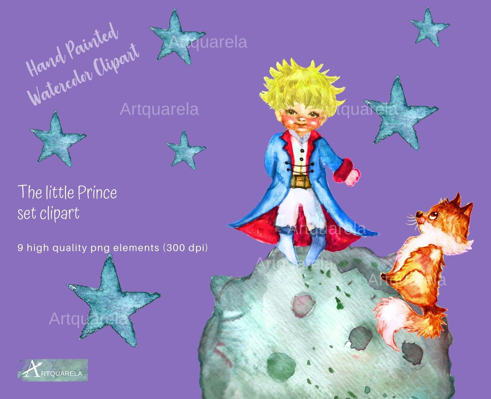 Little Prince Boy Set Clipart Hand Painted Watercolor | Etsy