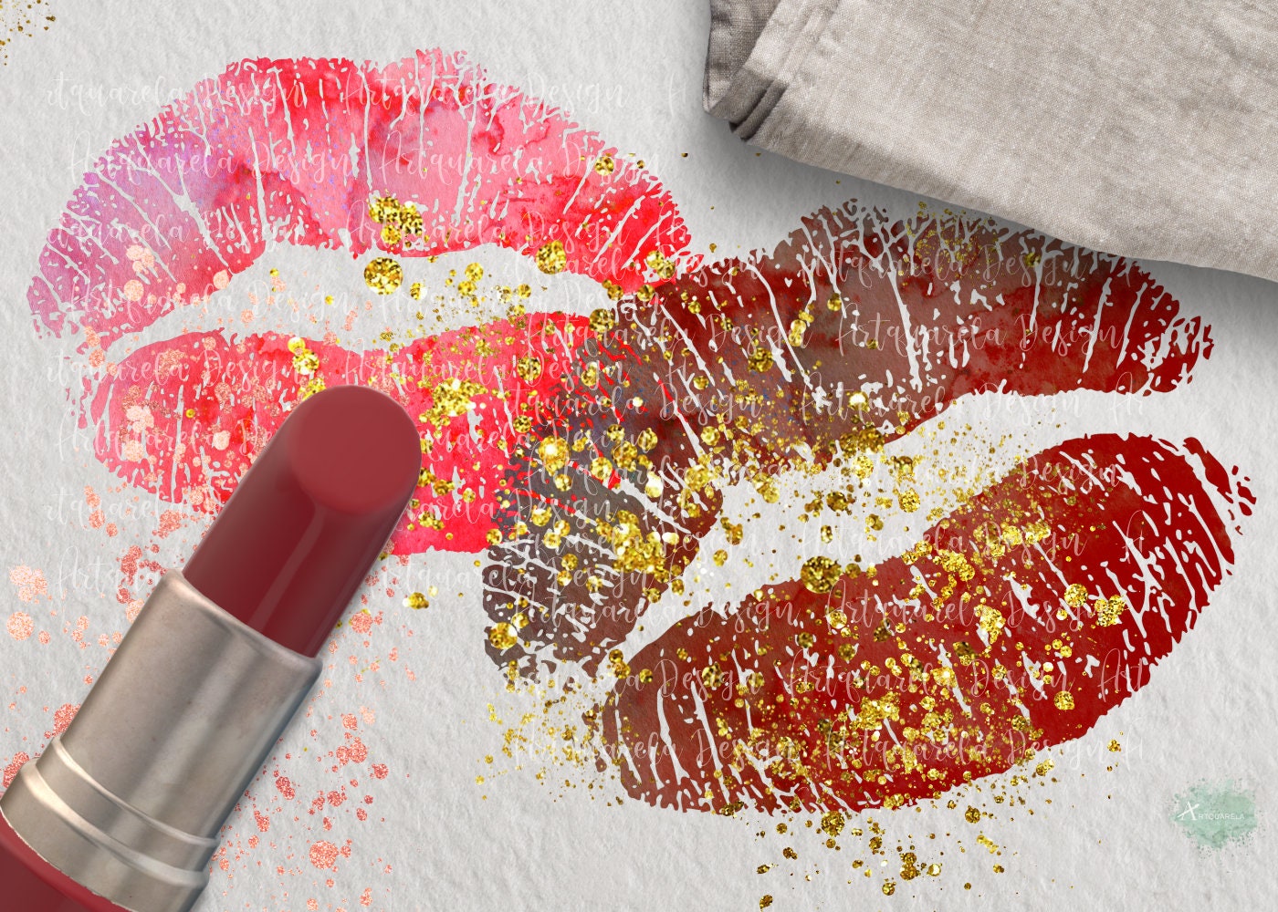 Kisses Watercolor Clipart-lips Print Png-valentines Day Clip - Etsy
