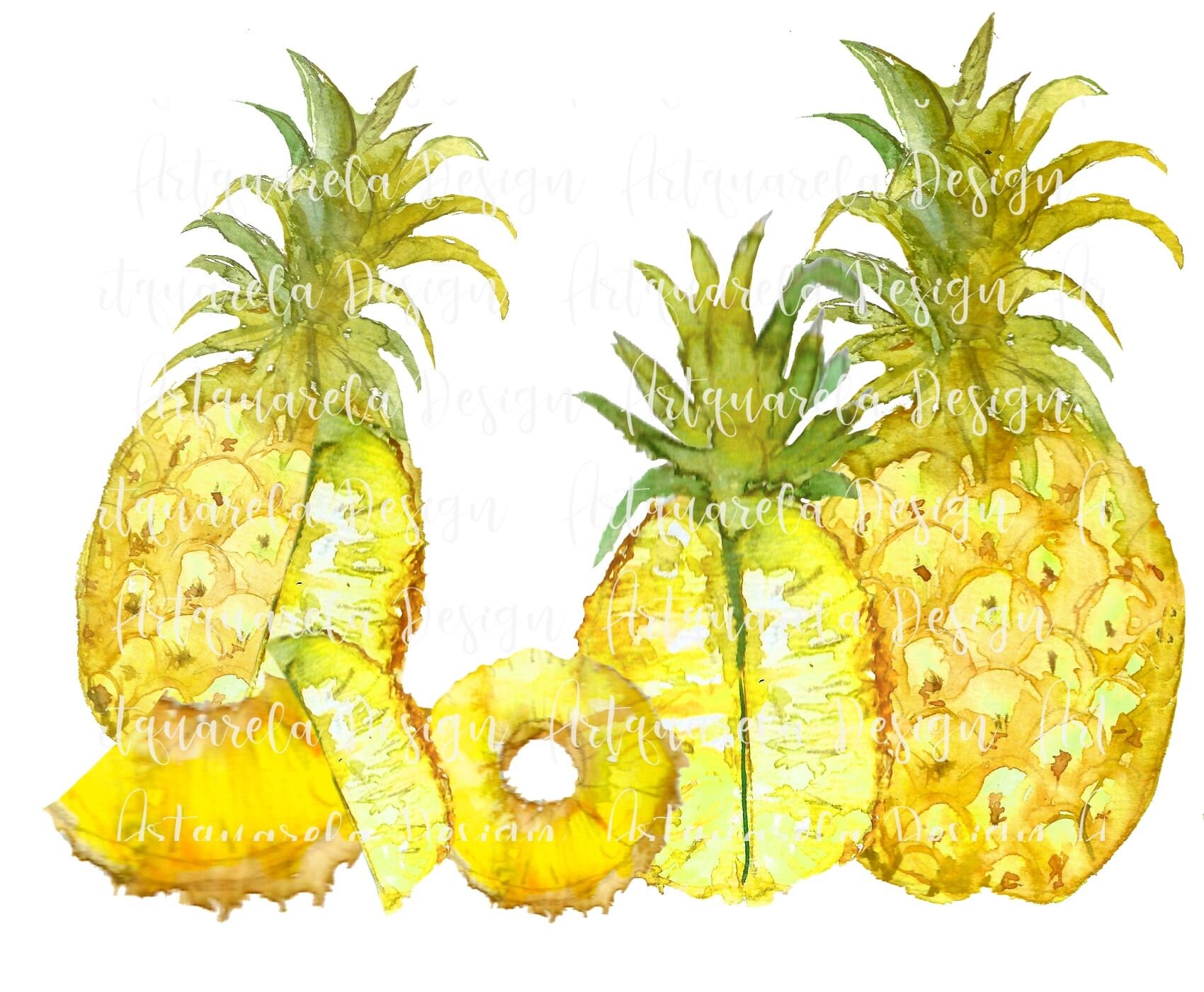 Pineapple Clip Art Set Watercolor Pineapple Wreath Frame | Etsy