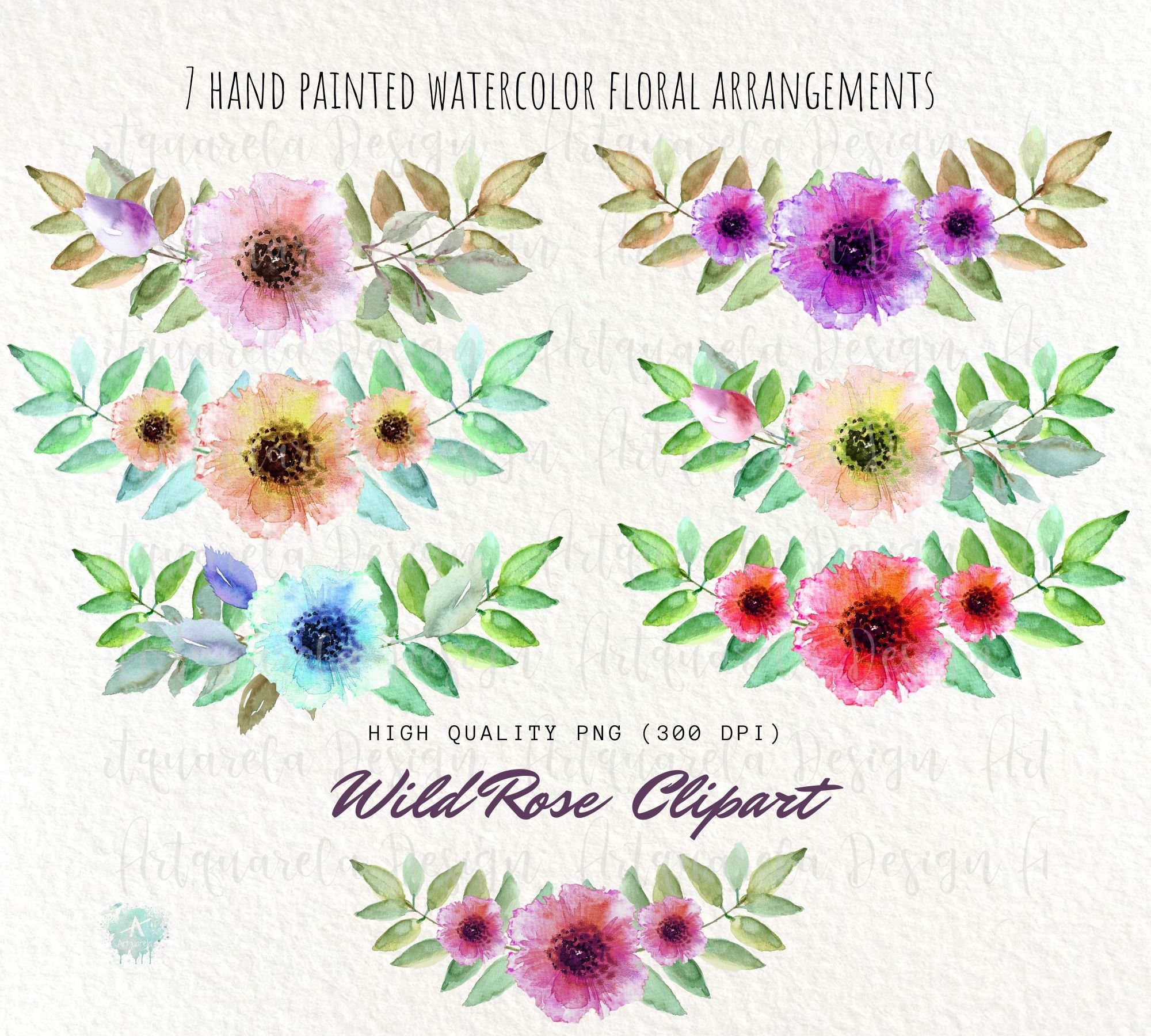 Watercolor Floral arrangement Clip Art Hand Painted Watercolor | Etsy