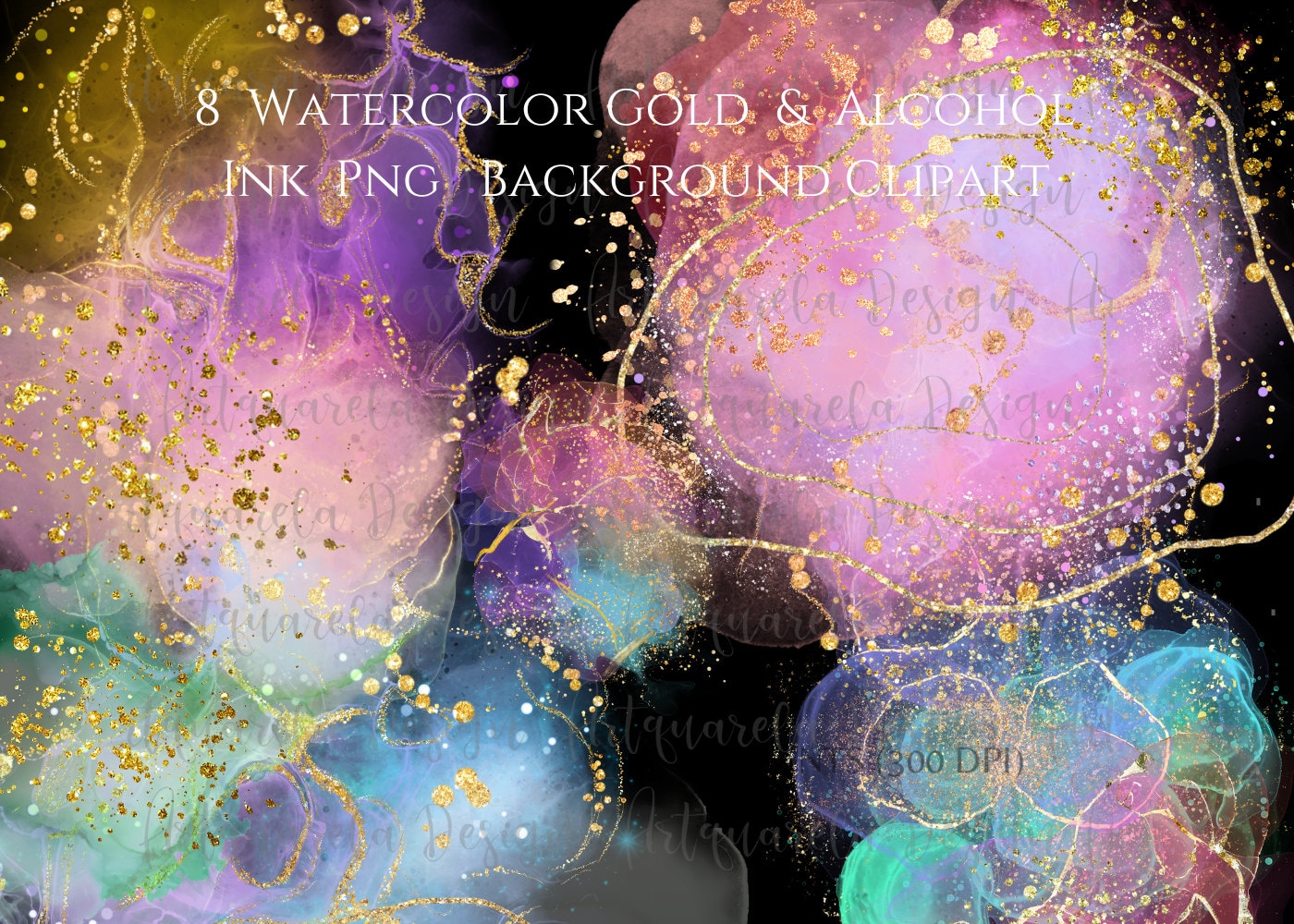 Alcohol Ink Clipartwatercolor PNG Background Colorful - Etsy