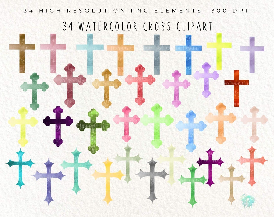 34 Watercolor Crosses Clipart Colorful Cross Silhouette Png Cross ...