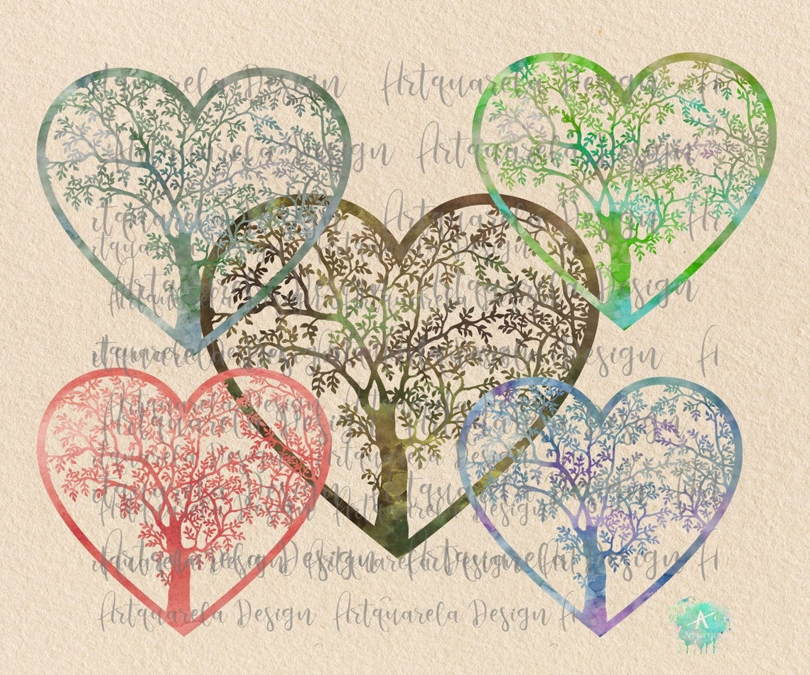 Tree of Life Heart Clipart Watercolor Tree of Life | Etsy