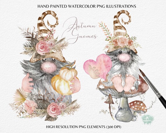 Autumn Gnomes Clipart Watercolor Fall Gnomes PNG Illustrations - Etsy