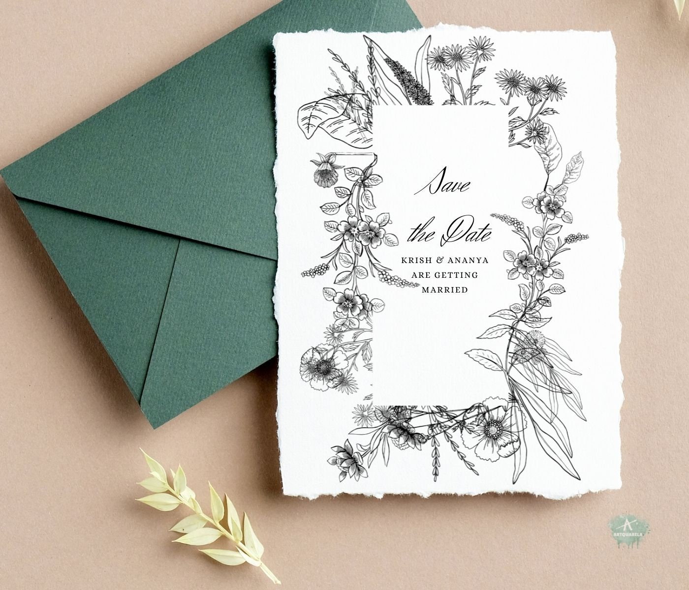 Hand Drawn Botanical Frame Clipart-wild Flowers Frame Invite | Etsy